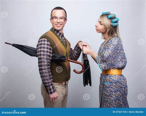 Happy Nerd Stock Photo Image Of Retro Flirting Imagery