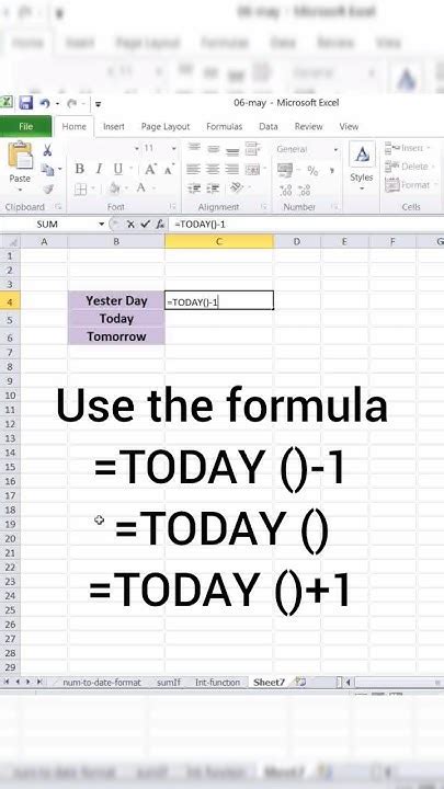 Today Formula Yesterday Formula Tomorrow Formula Excel Interview