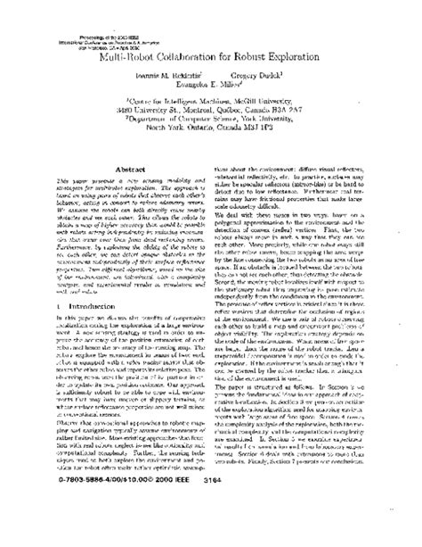 Pdf Multi Robot Collaboration For Robust Exploration