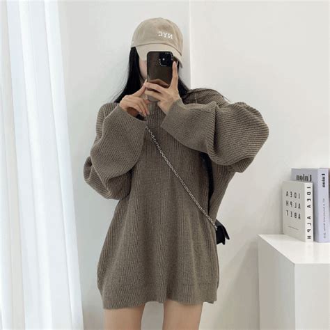 [여리여리 오버핏] 데일리 박시핏 롱니트 미니원피스 8col 에이블리