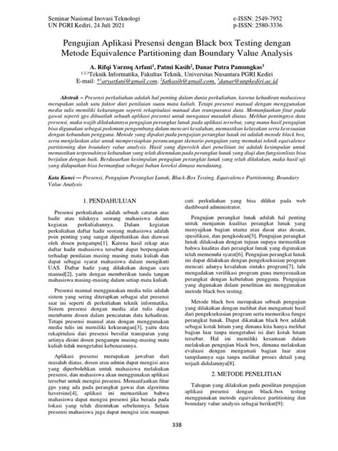 Pengujian Aplikasi Presensi Dengan Black Box Testing Dengan Metode