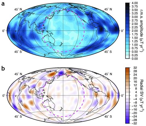 The Low Geomagnetic Secular Variation In The Pacific A The Mean Download Scientific Diagram