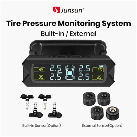 Junsun USB Tire Pressure Monitoring And Warning System TPMS Supporting 4 Internal Sensors Or 4