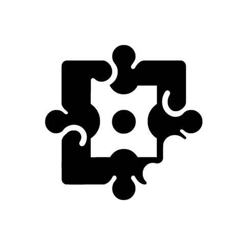 A Symmetrical Black And White Jigsaw Puzzle Comprised Of Pieces Interlocked In A Square Shape