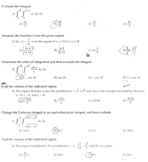 Double Integrals Please Comment If You Need More Chegg