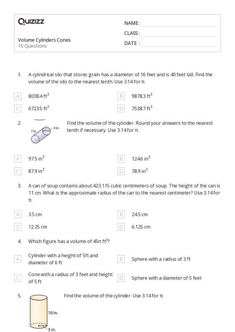 Density Mass Volume Worksheet