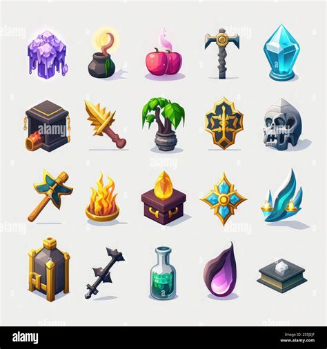 Gold Rpg 2d Game Icons Ai Generated Interface Object Effect Gem Gui Element Gold Rpg 2d Game