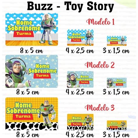 Etiqueta Escolar Buzz Toy Story Personalizada Adesiva C Kit Com 92
