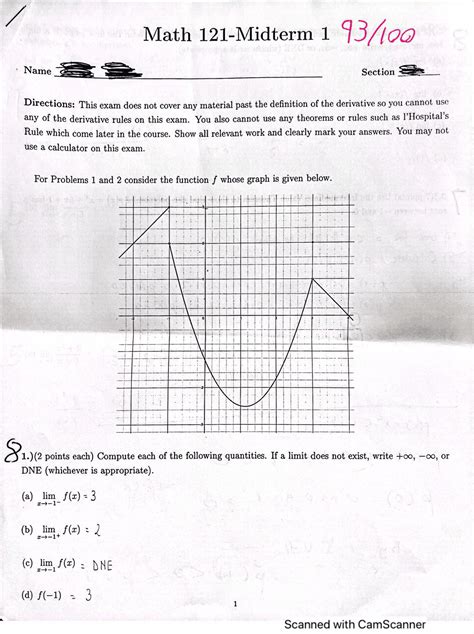 Math121calculus1 Midterm 1 Fall2021 Exams Calculus Docsity