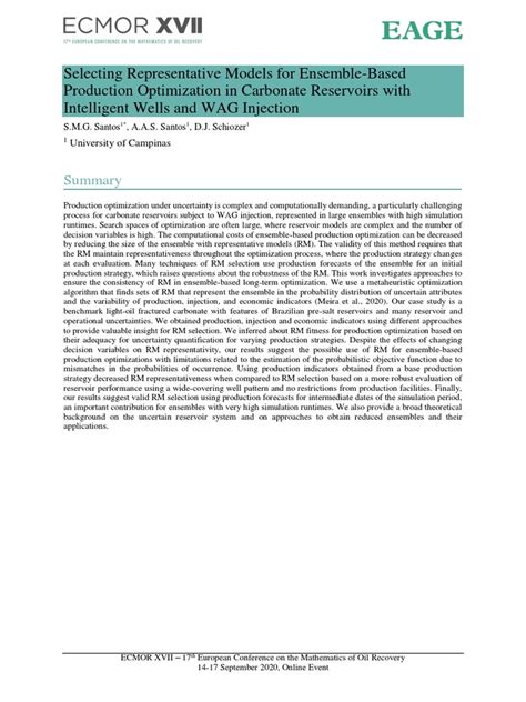 Ensemble Based Production Optimization Carbonate Reservoirs Pdf Mathematical Optimization