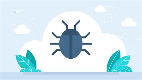 Bug Beetle Find Errors Software Testing Concept Blue Beetle On A White Background Flat Design