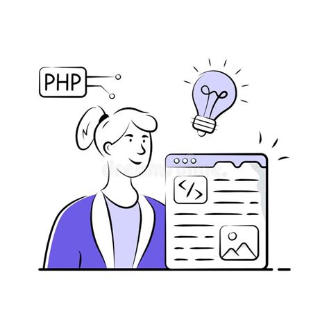 Developer Coding Creatively With Php And Lightbulb Innovation Concepts