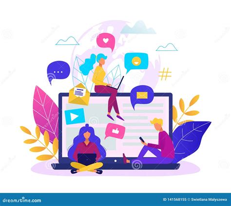 Communication Via Internet Concept Social Networking Chatting Vector