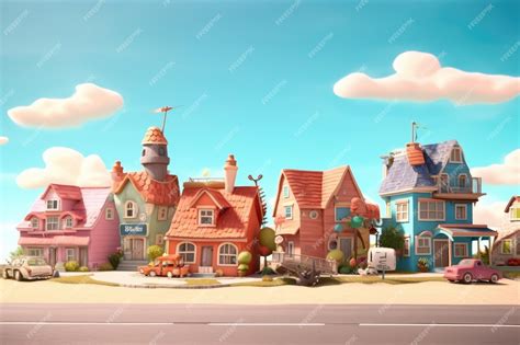 Premium Ai Image Cartoon Small Town 3d Animation Style