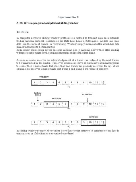 Write A Program To Implement Sliding Window Experiment No 8 Aim