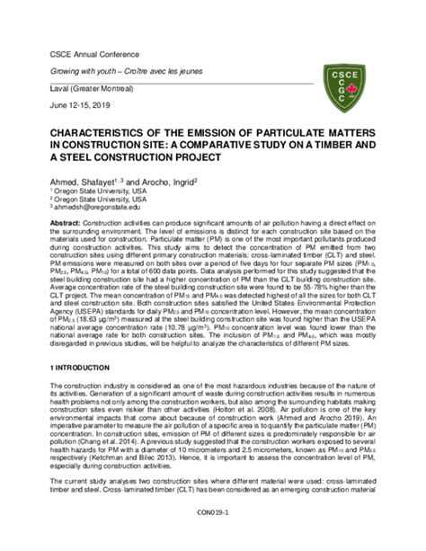 Pdf Characteristics Of The Emission Of Particulate Matters In Construction Site A Comparative