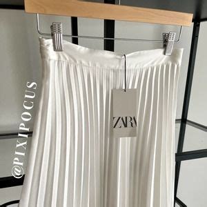 Zara Skirts Zara Pleated Satin Midi Skirt White Poshmark