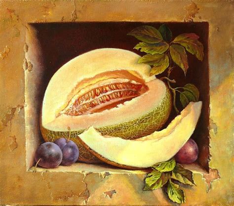 Сулимов Александр Дыня и сливы Живопись одним мазком Художник Натюрморты