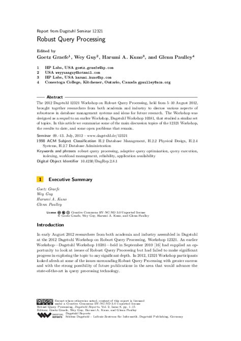 Pdf Robust Query Processing 1 Executive Summary