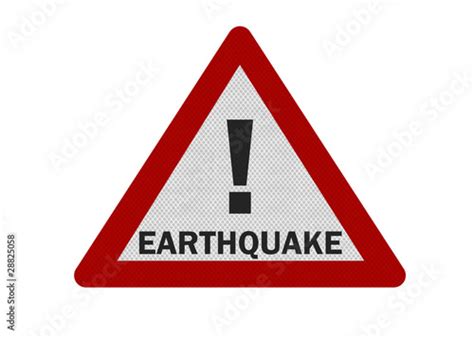 Photo Realistic Warning Earthquake Sign Isolated On White Buy