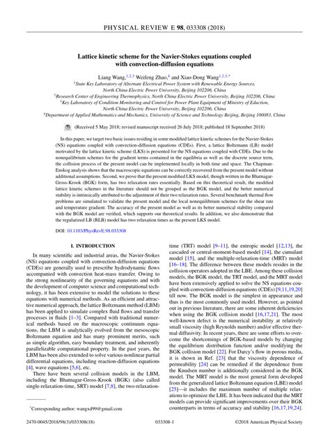 Pdf Lattice Kinetic Scheme For The Navier Stokes Equations Coupled With Convection Diffusion