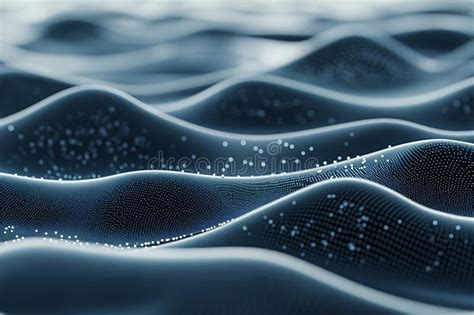Abstract Blue Wavy Surface With Glowing Particles Representing Digital Data Flow Stock
