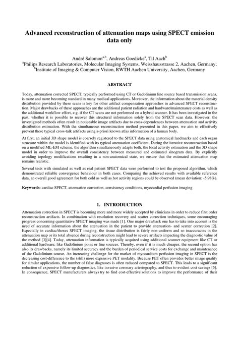 Pdf Advanced Reconstruction Of Attenuation Maps Using Spect Emission Data Only