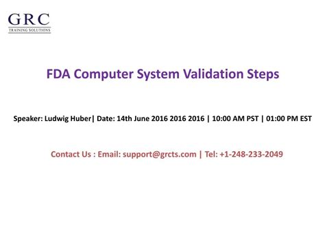 PPT FDA Computer System Validation Steps PowerPoint Presentation Free Download ID