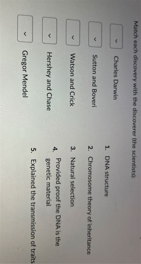 Solved Match Each Discovery With The Discoverer The Scie