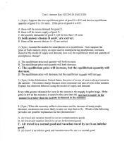 ECON Test AnswerKey Pdf Test Answer Key ECON Fall L Pts Suppose The True