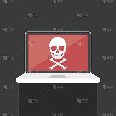 带有白色骷髅的矢量笔记本电脑