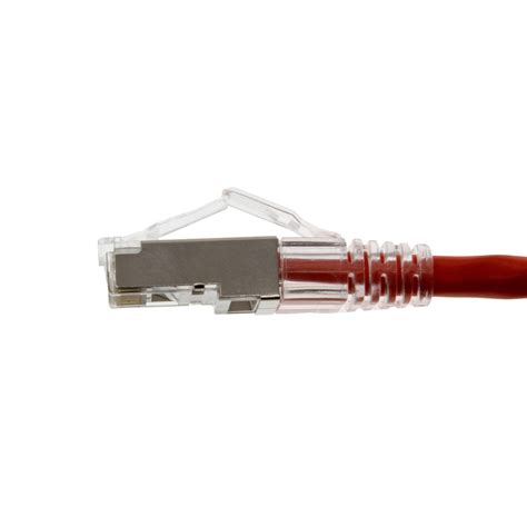 CAT 6A Shielded Patch Cable STP Stranded Finger Boot Red Shaxon Industries