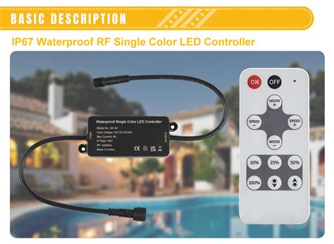 Ip Waterproof Led Single Color Controller Channel Dimmer Dc V V A With Key Rf Remote