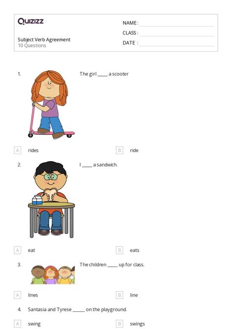 50 Subject Verb Agreement Worksheets For 3rd Class On Quizizz Free And Printable