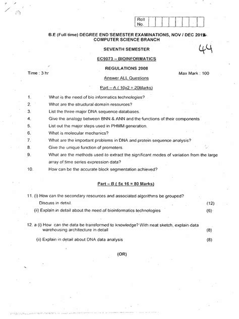 Bioinformatics Exam Questions And Answers Pdf Bioinformatics Life Sciences