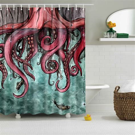 Svetanya Comic Octopus Print Shower Curtains Bath Products Bathroom