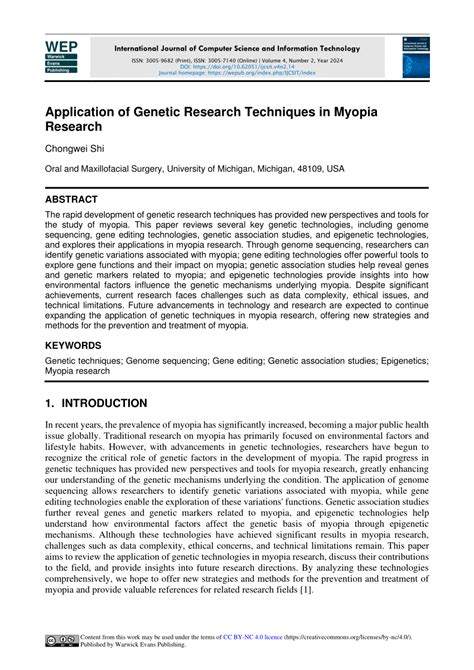 Pdf Application Of Genetic Research Techniques In Myopia Research