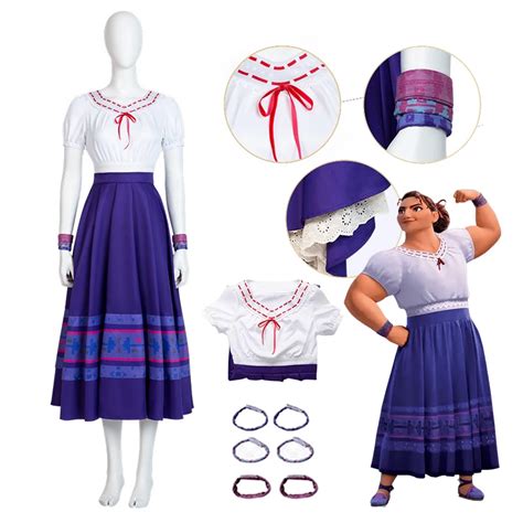 Disney Encanto Luisa Madrigal Cosplay Costume Dress For Women Luisa