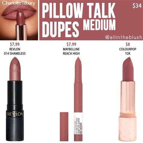 Charlotte Tilbury Pillow Talk Medium Matte Revolution Lipstick Dupes