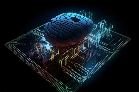 Premium Ai Image A Computer With A Brain On It That Is Lit Up