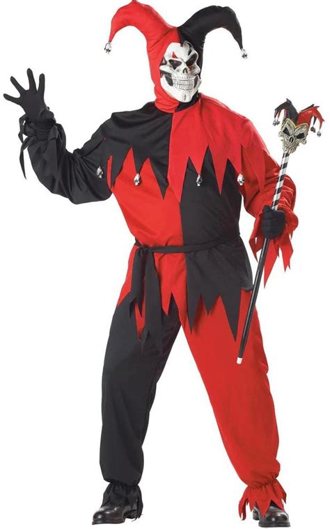 Black And Red Evil Jester Costume Adult Plus