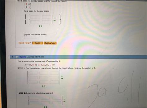 Solved Find A Basis For The Row Space And The Rank Of The Chegg Com