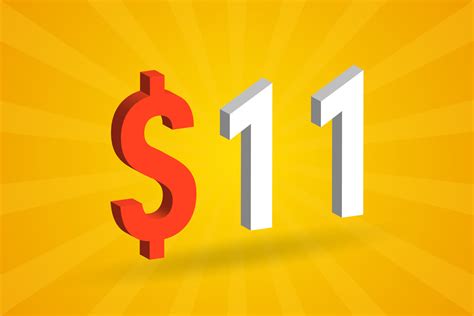 11 Usd Símbolo De Texto 3d 11 Dólar De Los Estados Unidos 3d Con Fondo