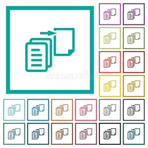 Move File Flat Color Icons With Quadrant Frames Stock Vector Illustration Of Dossier Arrow