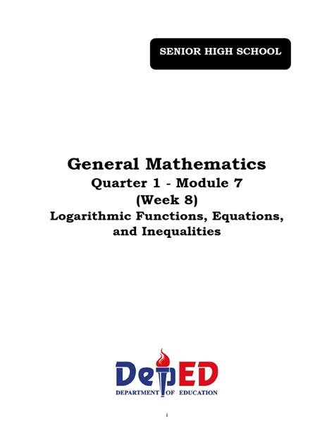 Gen Mathq1wk 8module 7logarithmic Functions Equations