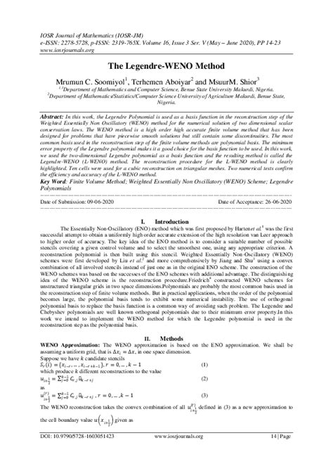 Pdf The Legendre Weno Method