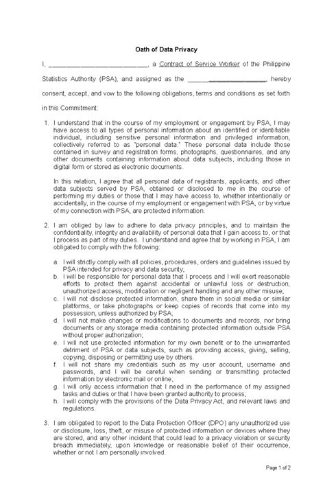 Oath Of Data Privacy Oath Of Data Privacy I