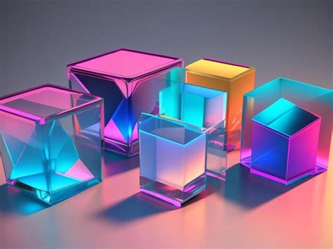 premium photo gradient glasses and cubes 3d rendering