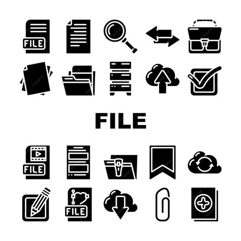 Premium Vector File Computer Digital Document Icons Set Vector Graphic And Video Electronic