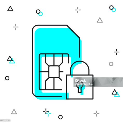자물쇠가 있는 Sim 카드 흰색 배경에 선 아이콘 Brand Name Smart Phone에 대한 스톡 벡터 아트 및 기타 이미지 Brand Name Smart